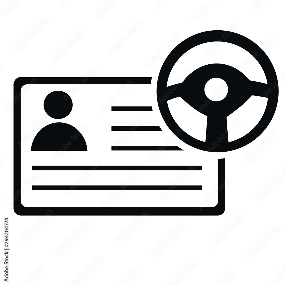 driving license icon with steering wheel car Stock Vector | Adobe Stock