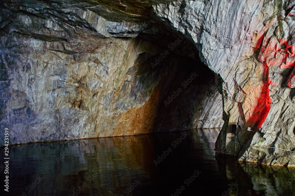 Underground Grotto Panorama.Types of a former underground marble quarry ...