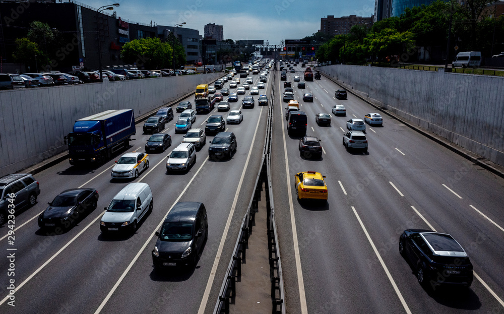 May 30, 2019, Moscow, Russia. Car traffic on the Third Ring Road in ...