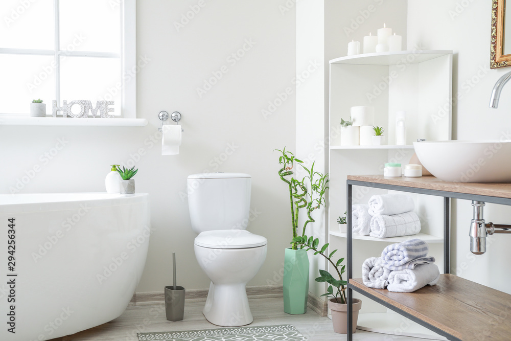Interior of clean modern bathroom Stock Photo | Adobe Stock