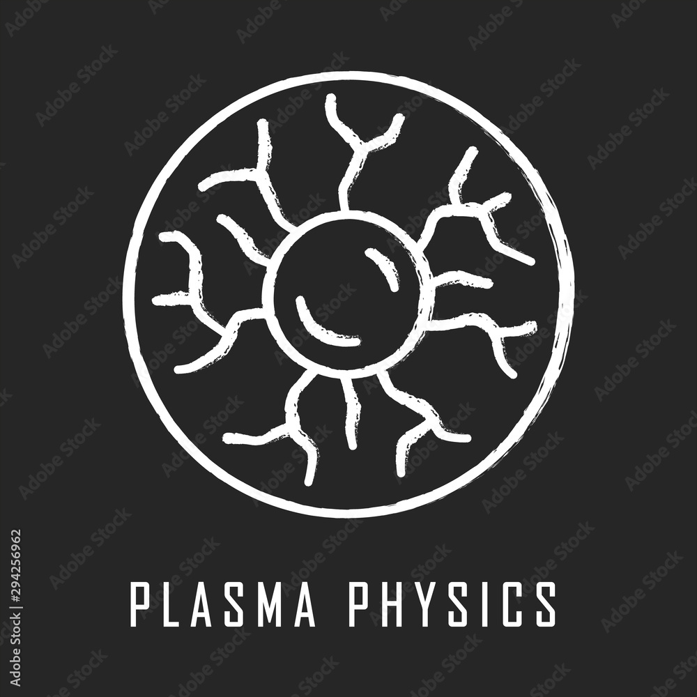 Plasma physics chalk icon. High energy state of matter. Astrophysical ...