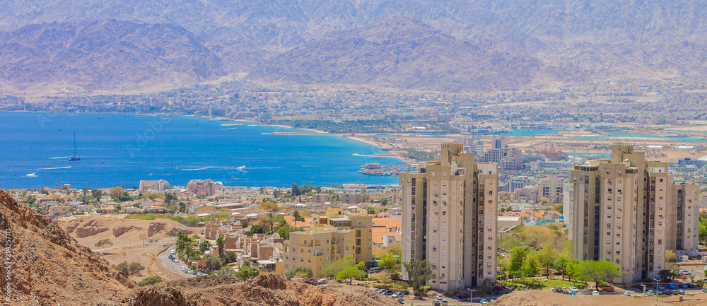 the most south Israeli city Eilat top view panoramic urban view from ...