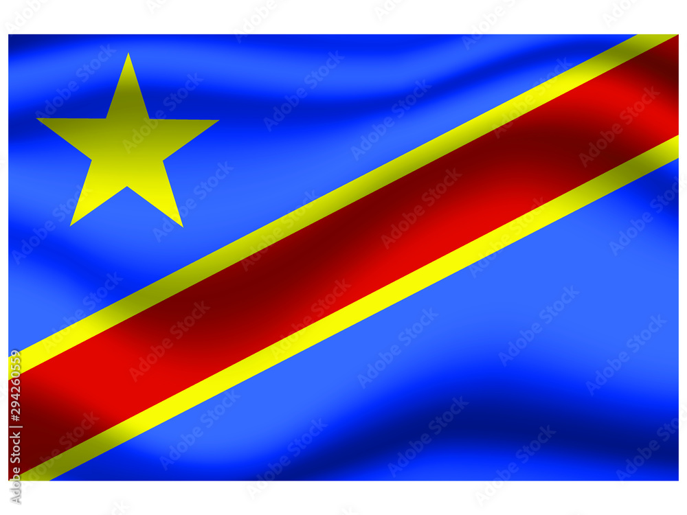 Democratic Republic Of The Congo national flag, isolated on background ...