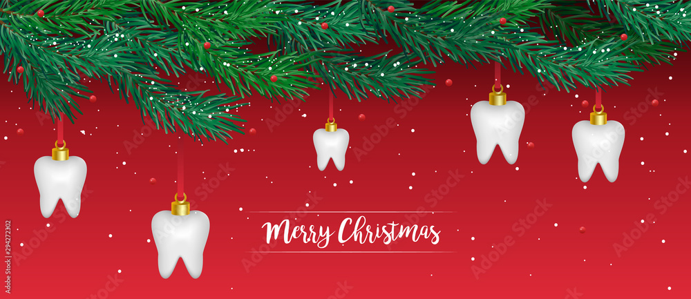 Dental Christmas card. Christmas dental card. Happy new year teeth ...