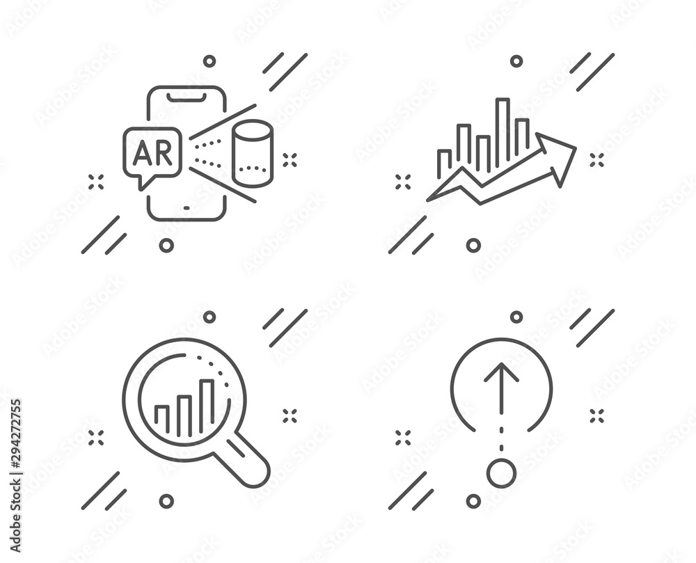 Growth chart, Seo analysis and Augmented reality line icons set. Swipe ...