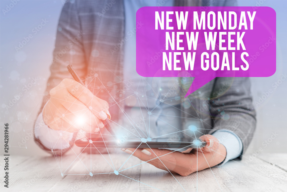 Word writing text New Monday New Week New Goals. Business photo ...
