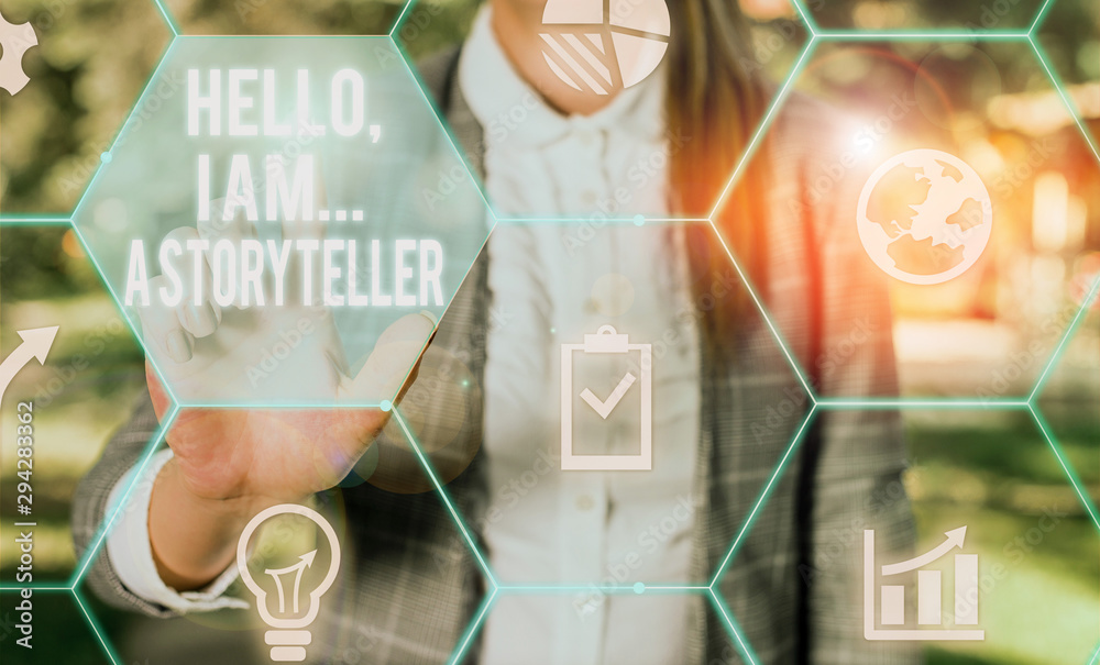 Writing note showing Hello I Am A Storyteller. Business concept for ...