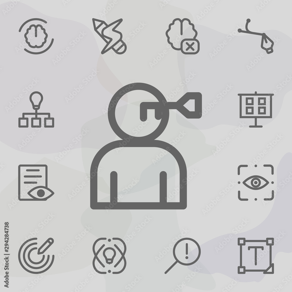 Human brain key icon. Universal set of mix for website design and ...
