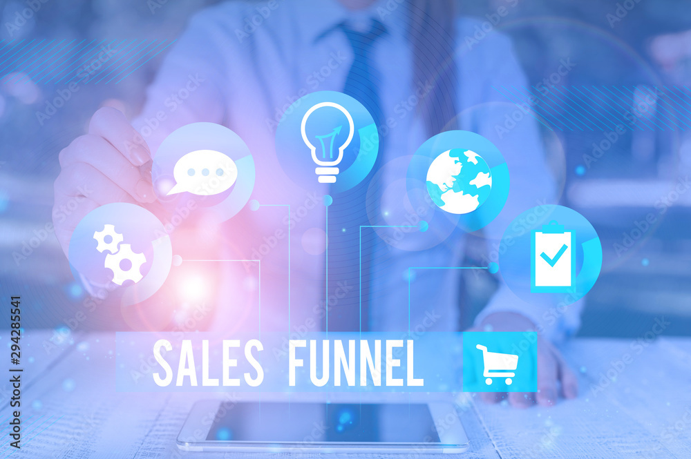 Writing note showing Sales Funnel. Business concept for process through ... Writing note showing Sales Funnel. Business concept for process through ...
