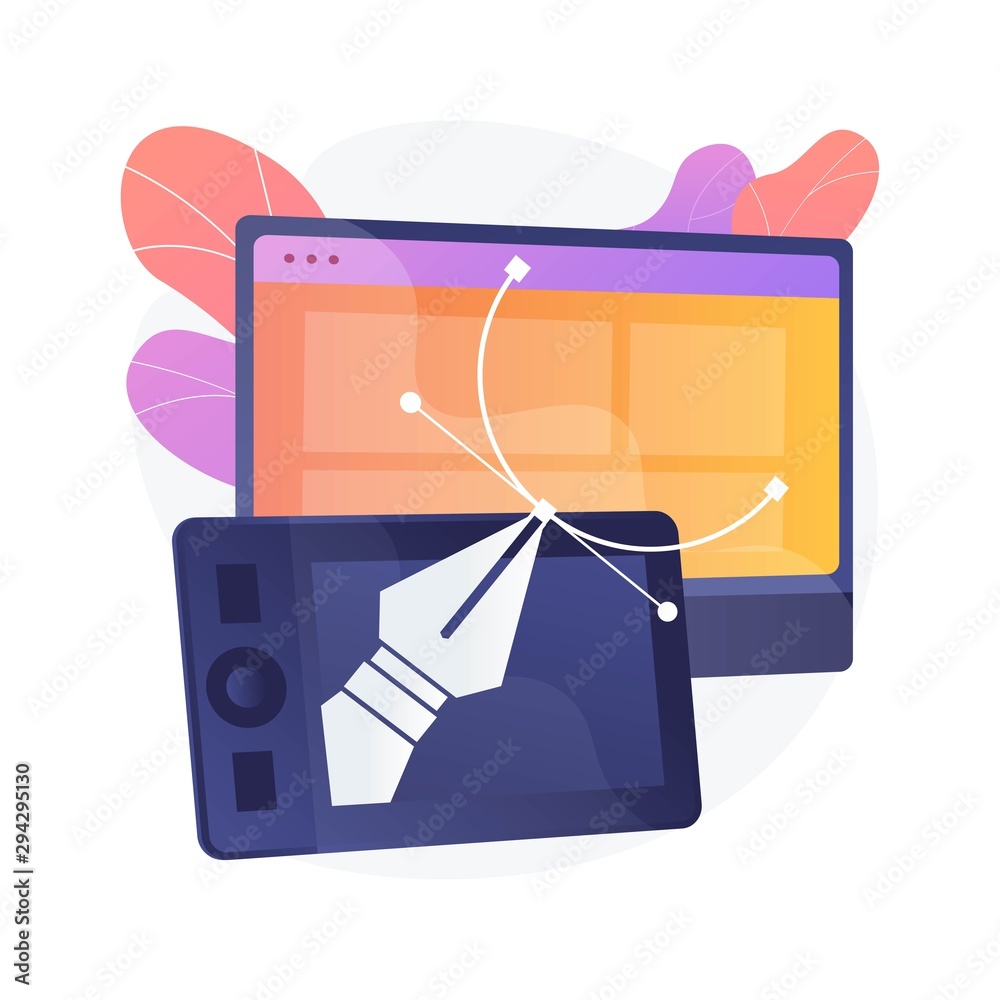 Editable drawings creating. Graphic tablet, computer design, webdesign ...