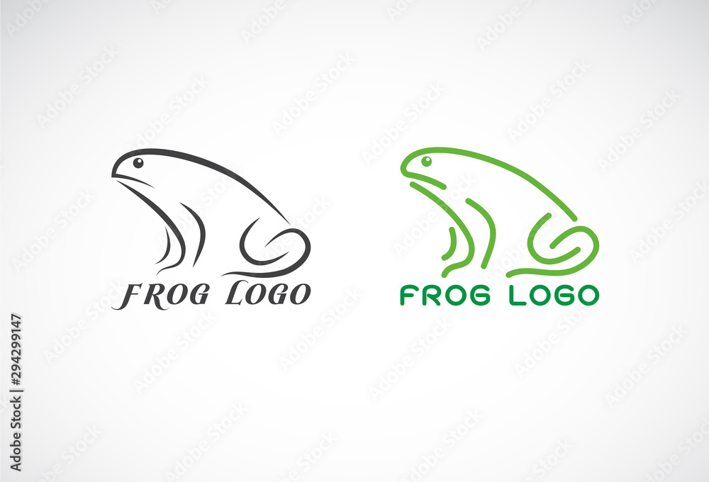 Vector of green frogs and black frog on white background. Amphibian ...