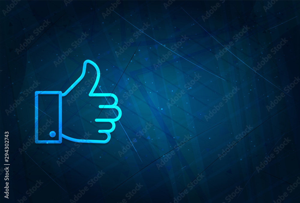 Thumbs up like icon futuristic digital abstract blue background Stock ...