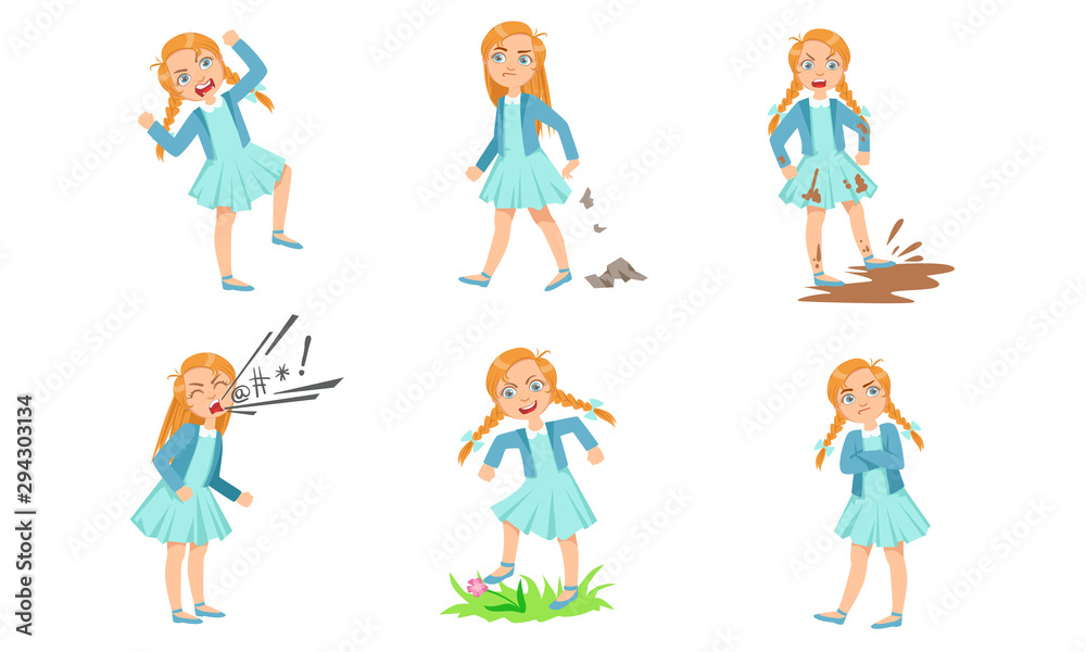 Types of bad behavior girls. Vector illustration. Stock Vector | Adobe ...