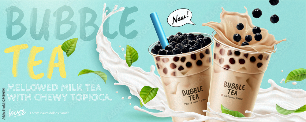 Bubble tea banner ads Stock Vector | Adobe Stock