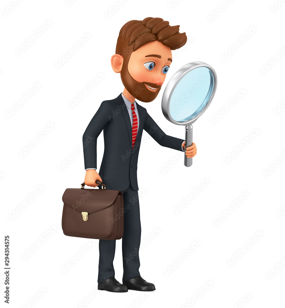 Man With Magnifying Glass Cartoon