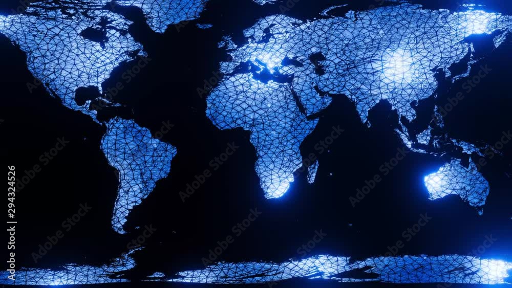 Animated blue world map projections seamless loop. Stock 비디오 | Adobe Stock