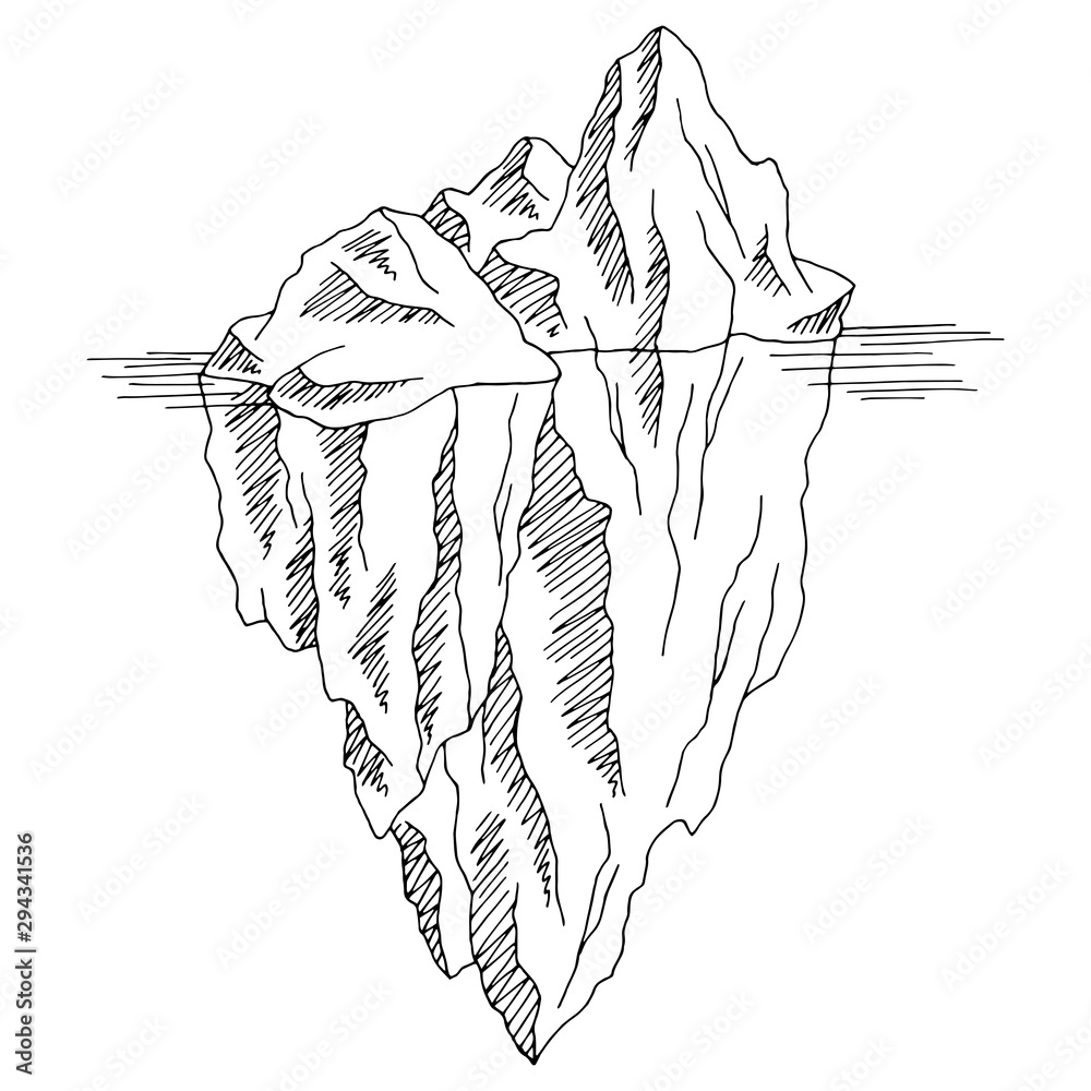 Iceberg graphic black white isolated sketch illustration vector Stock ...