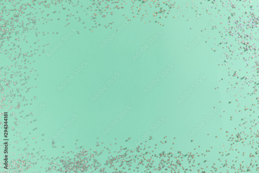 Border frame made of silver glitter stars Stock Photo | Adobe Stock