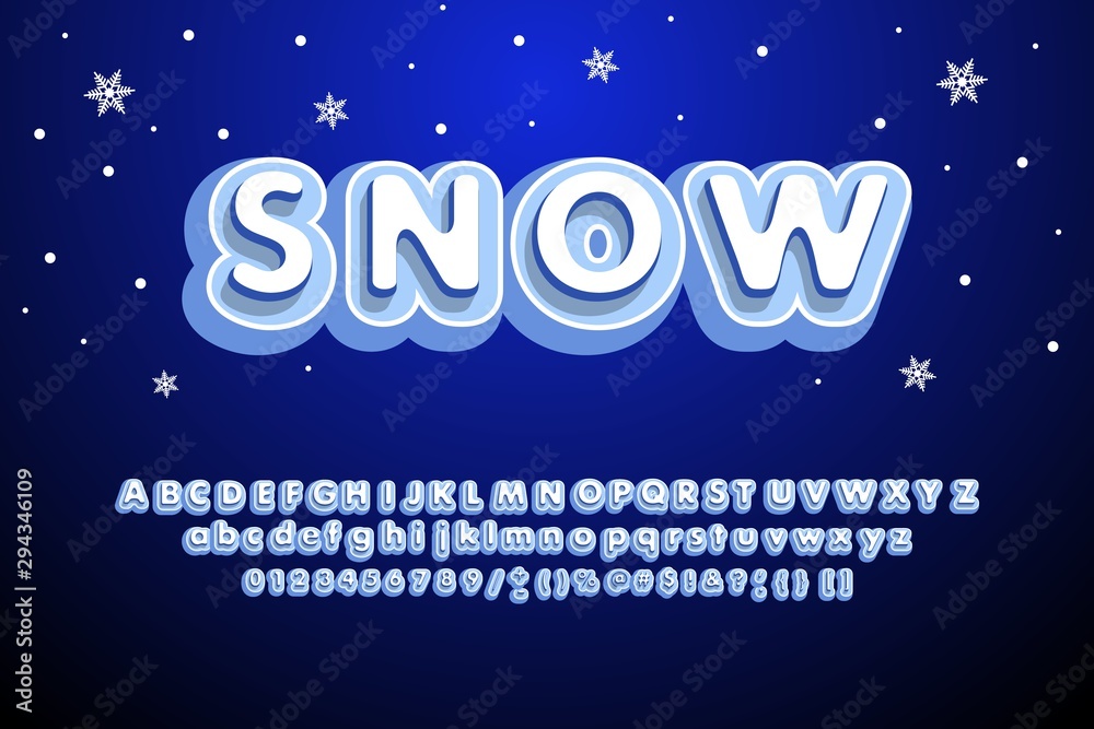 Vetor de Winter vector alphabet with snow. Letter abc, ice cold font ...