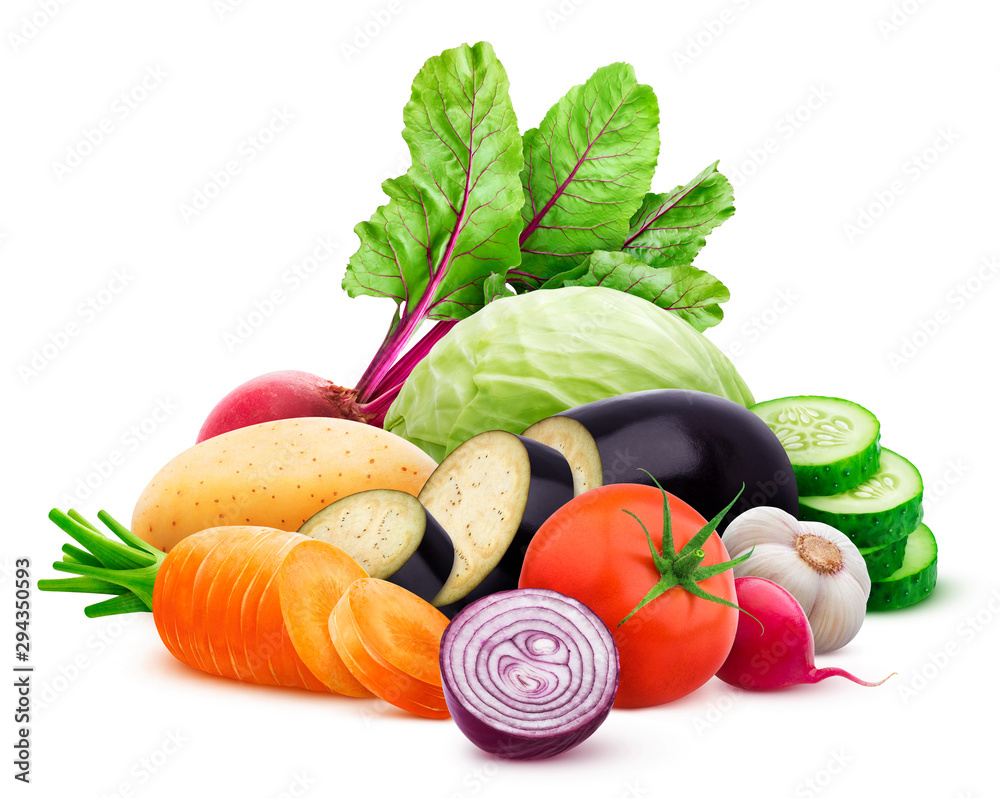 Collection of different vegetables isolated on white background Stock ...