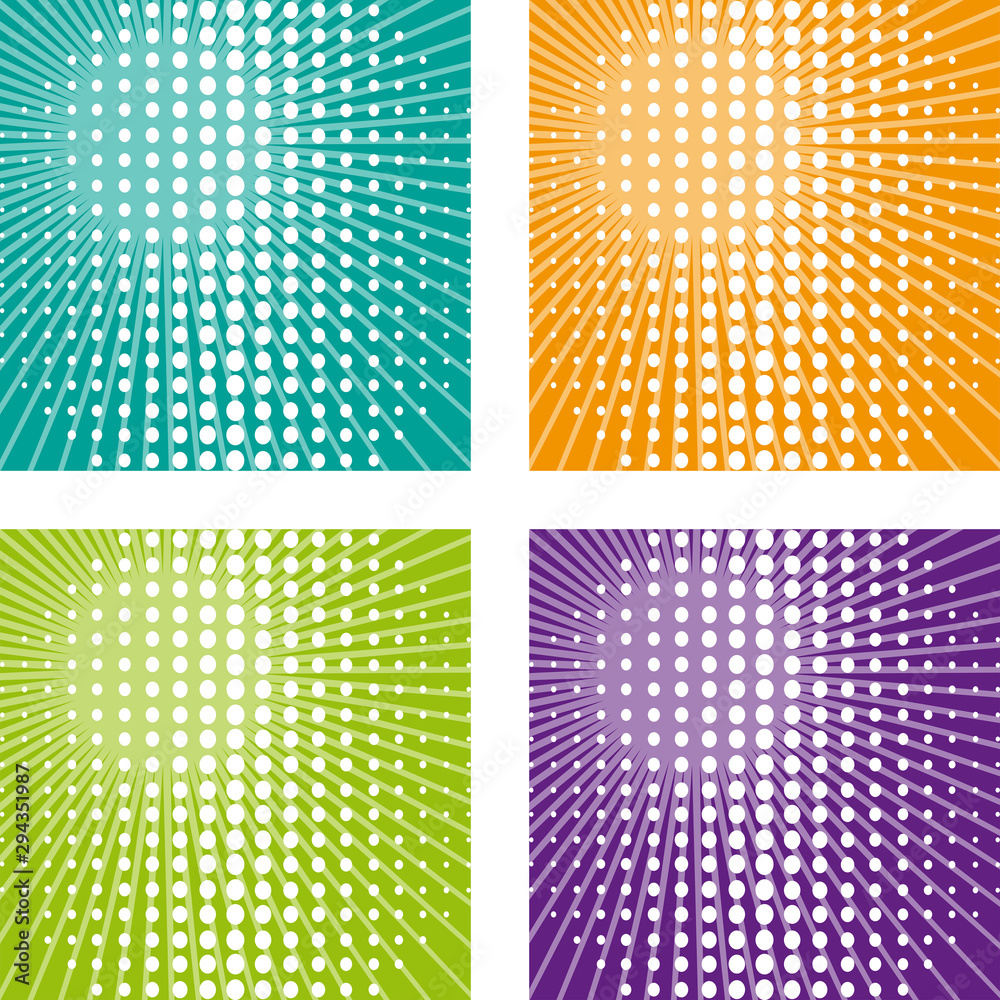 Abstract pop art background in 4 color options. Vector illustration for ...