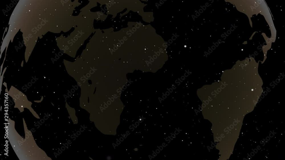 Abstract colorful digital HUD earth world rotating with sprakling stars ...