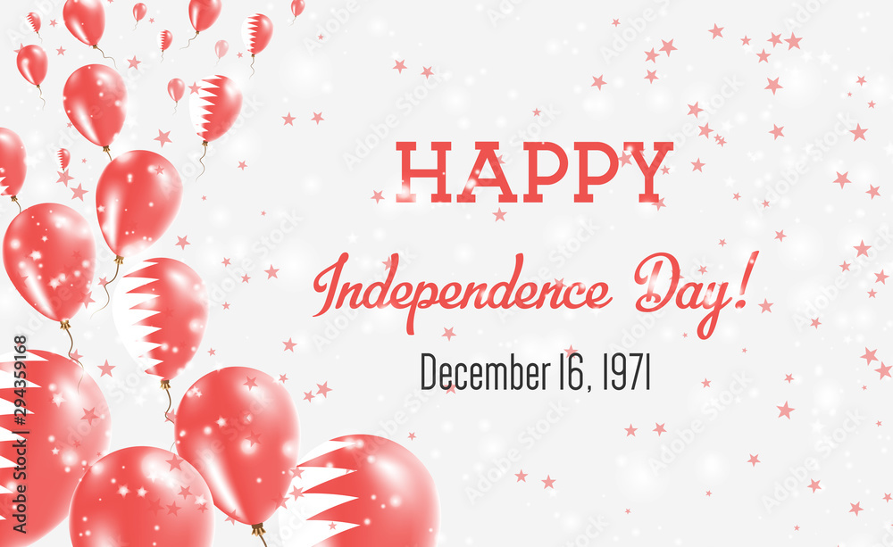 Bahrain Independence Day Greeting Card. Flying Balloons in Bahrain ...