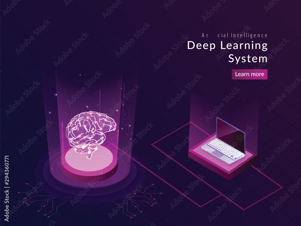 Artificial Intelligence responsive landing page design with isometric ...