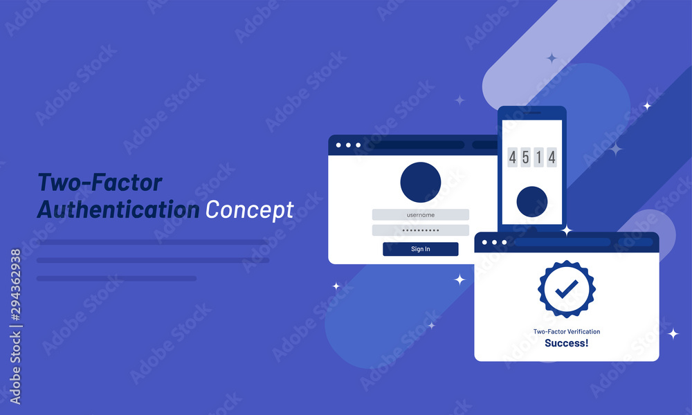 Vetor de Two or Multi-Factor Authentication concept, smartphone with ...