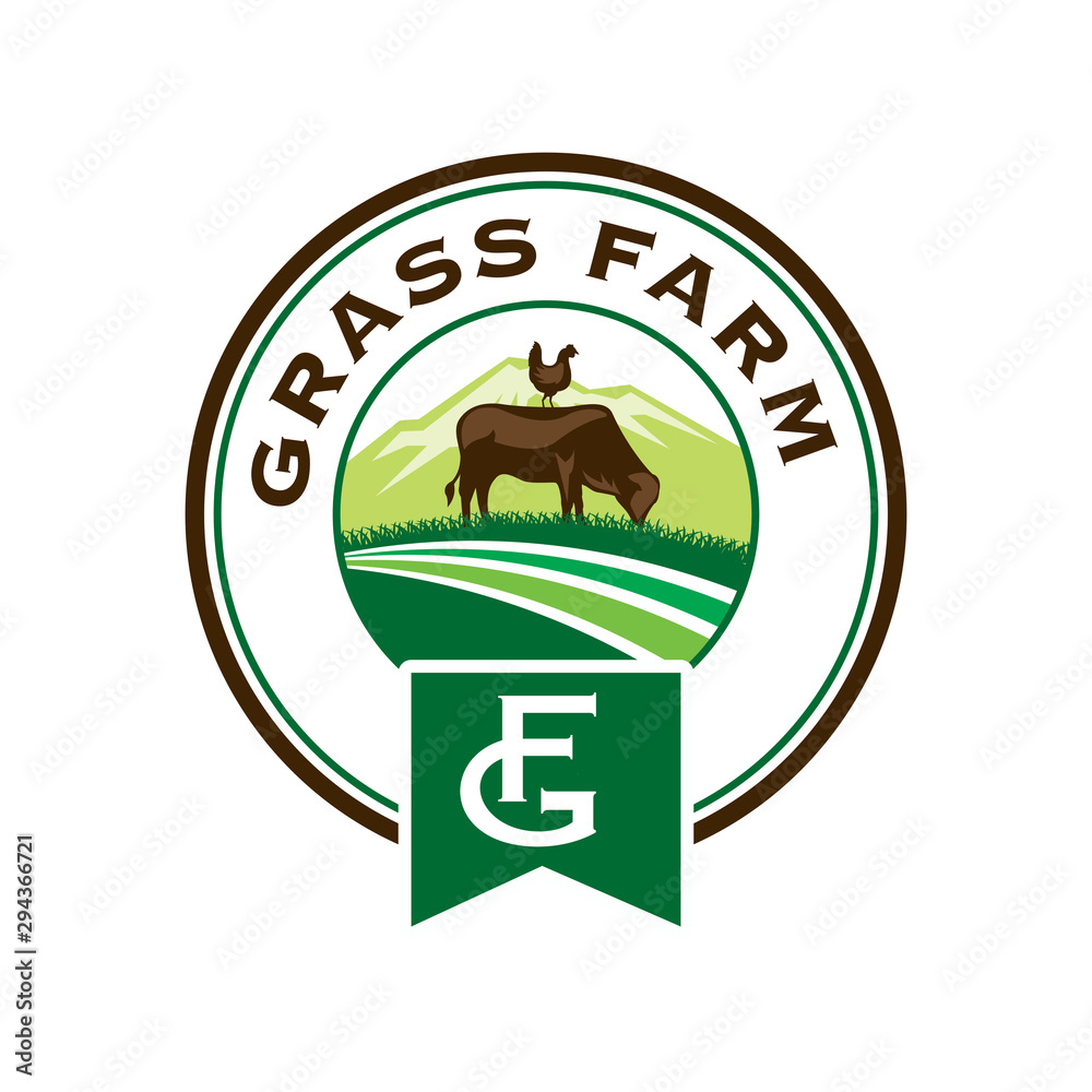 Grass Farm Logo Stock Vector | Adobe Stock