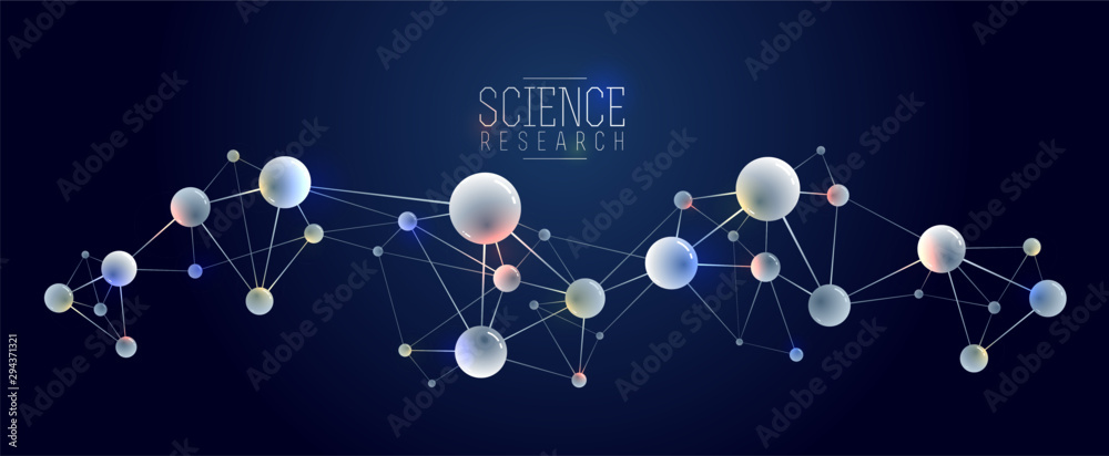Molecules vector abstract background, 3D dimensional science chemistry ...