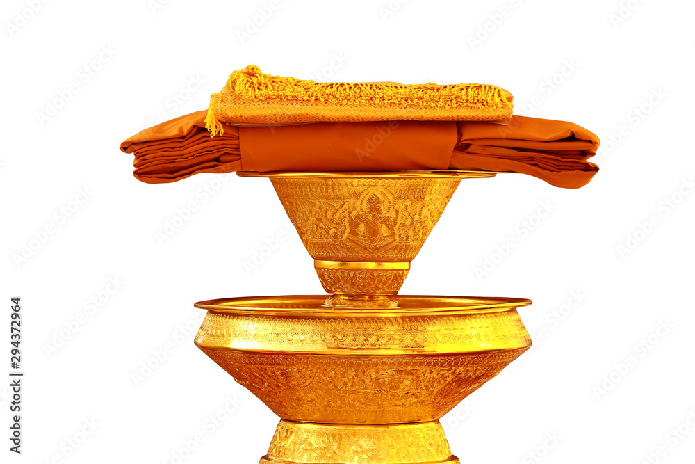 Kathin fabric, Kathin ceremony, Buddhist monk dresses in a carved ...