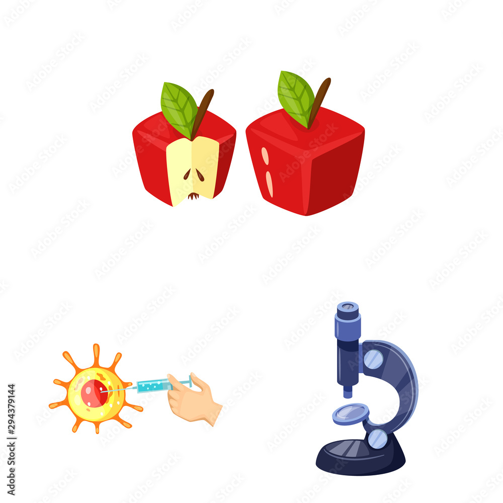 Vector illustration of modified and genetically sign. Set of modified ...