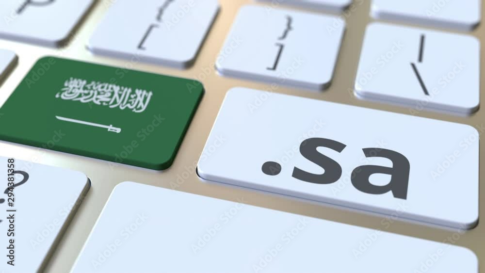 Domain .sa and flag of Saudi Arabia on the buttons on the computer ...