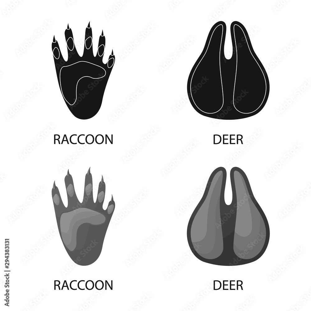 Vector illustration of step and walk sign. Set of step and fauna stock ...