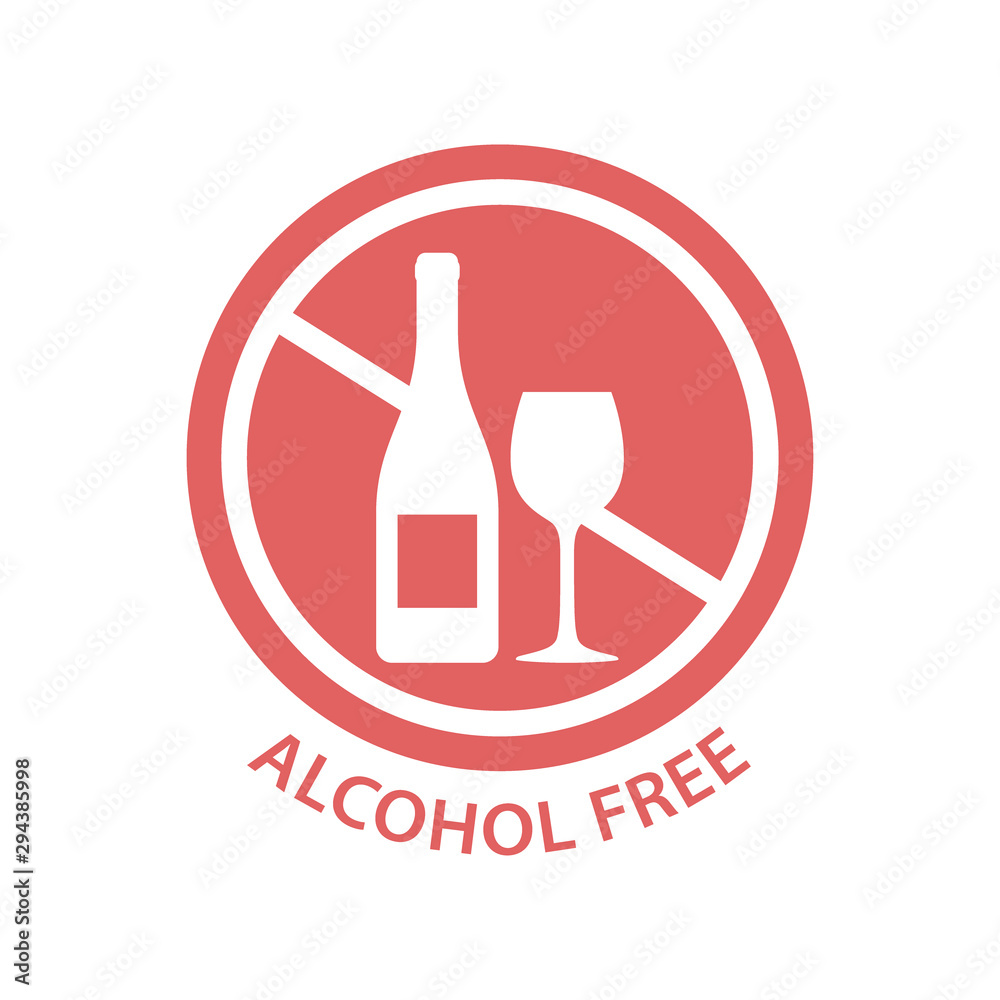 Alcohol free circle colorful vector label. Alcohol free drink ...