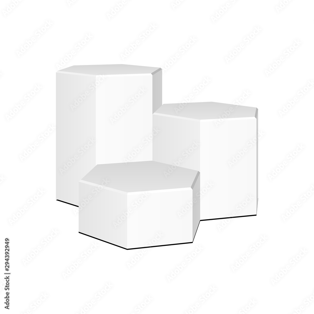 Mockup Hexagonal, Hexagon Stage Podium Isolated on White Background. 3d ...