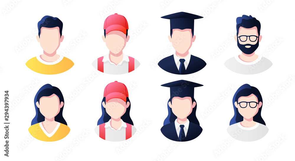 Profession, occupation people avatars set. Deliveryman, student ...