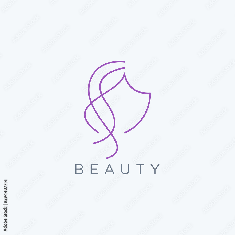 Abstract women face and hair beauty logo design icon vector template ...