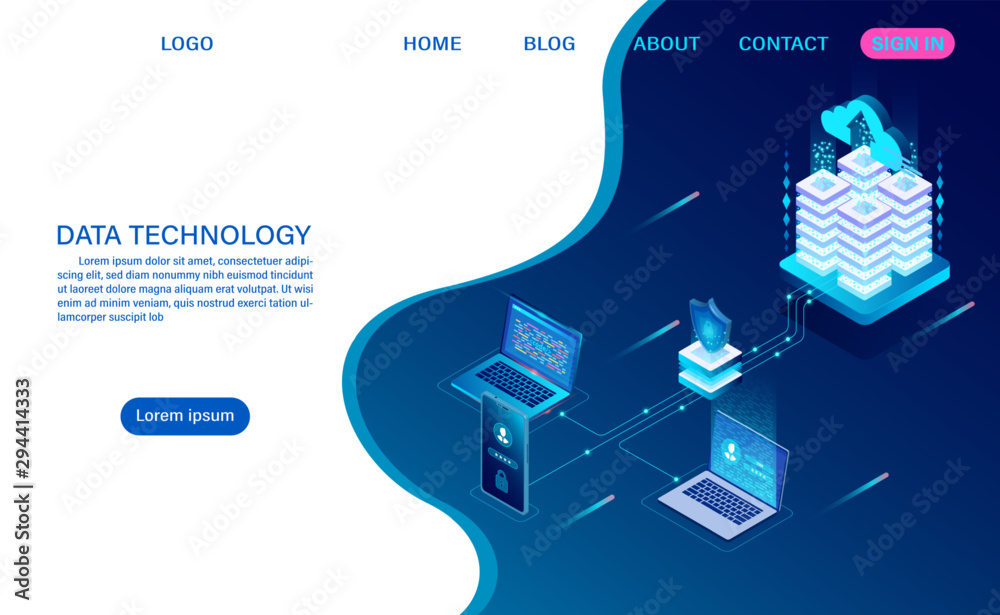 Datacenter server room cloud storage technology and big data processing ...