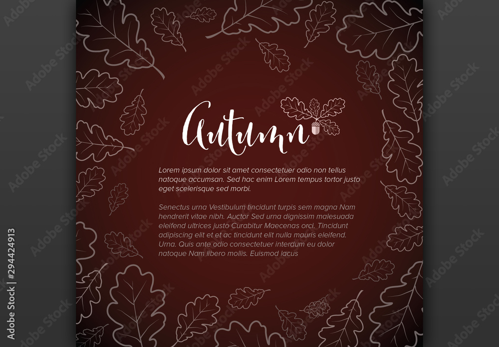 Square Autumn Card Layout with Illustrative Leaves Stock Template ...