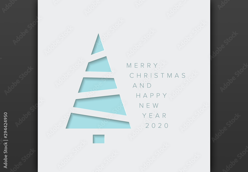Minimalist Christmas Card Layout with Tree Stock Template | Adobe Stock