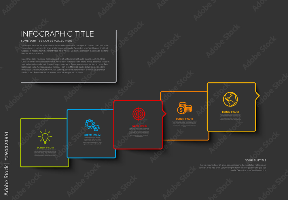 Dark Infographic with Colorful Accents Stock Template | Adobe Stock