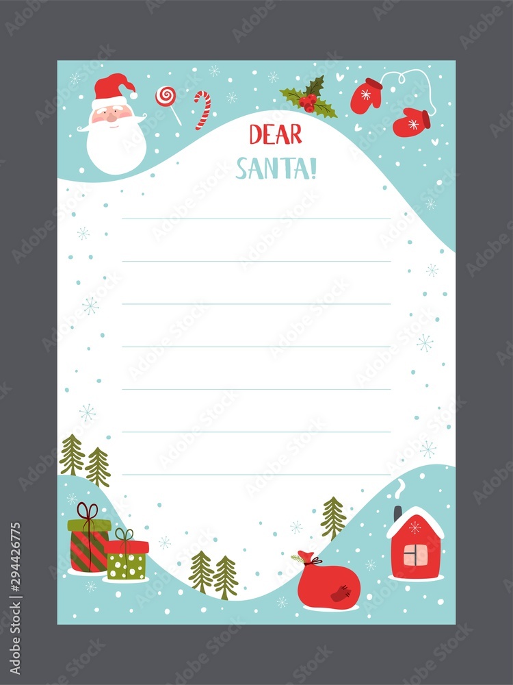 Christmas letter from Santa Claus template. layout in A4 size. Vector ...