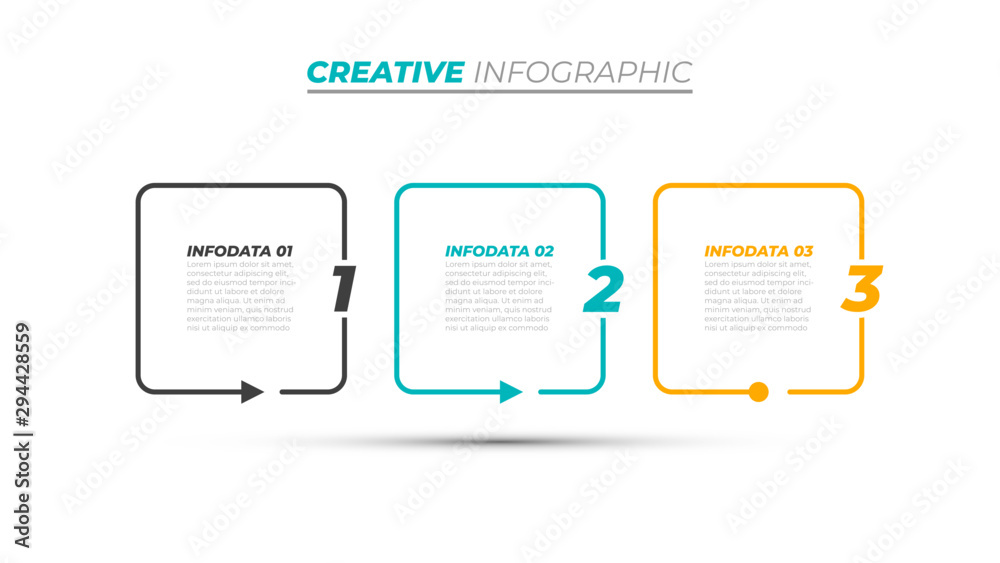 Thin line flat design element with square and number options. Business ...