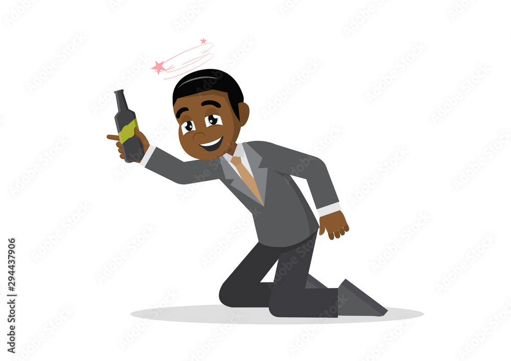 Cartoon character, Happy smiling drunk African businessman. Stock ...