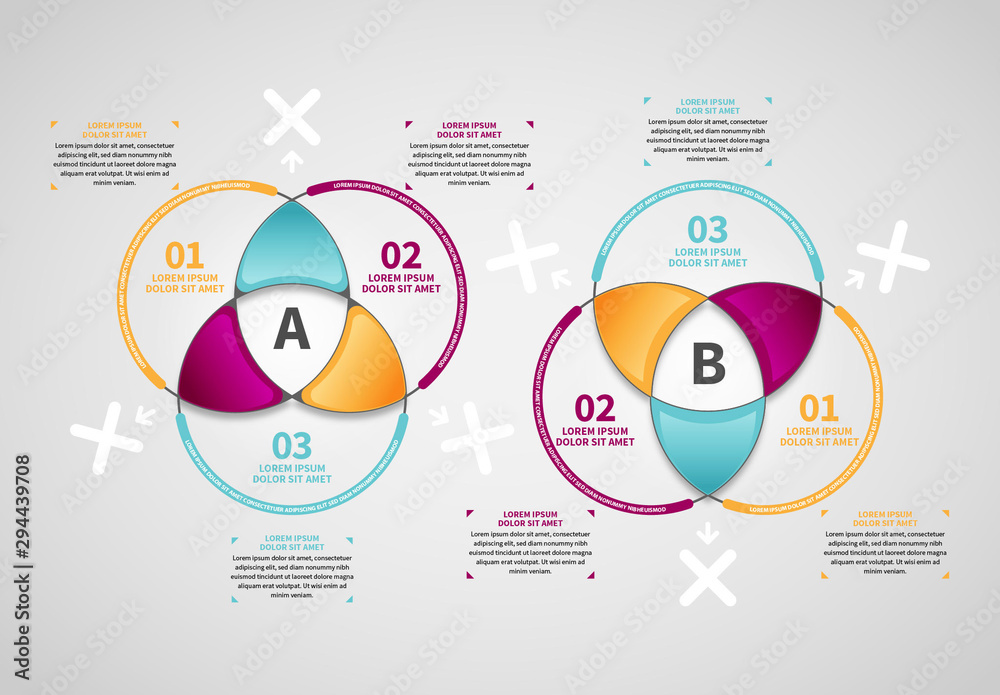 Intersecting Triangles Info Chart Layout Stock Template | Adobe Stock