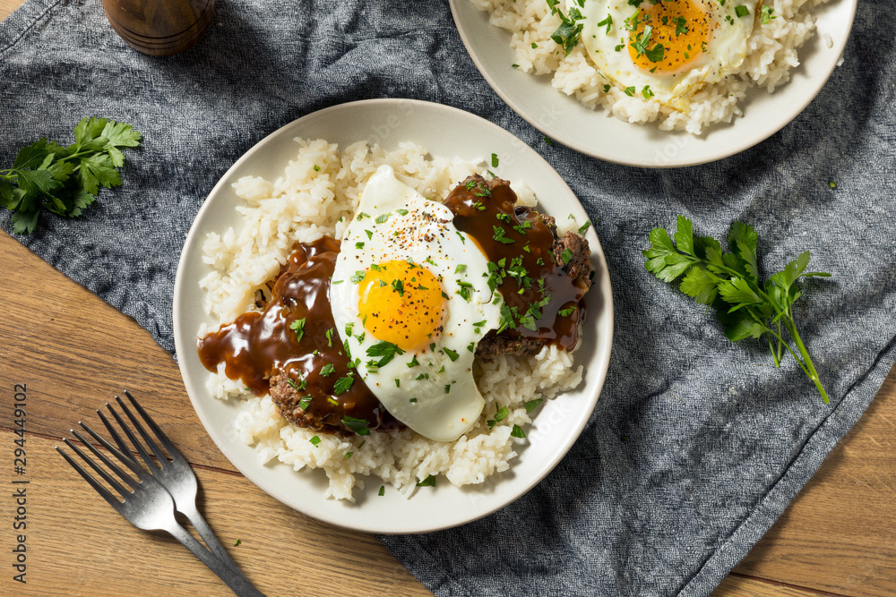 Homemade Hawaiian Loco Moco Stock Photo | Adobe Stock