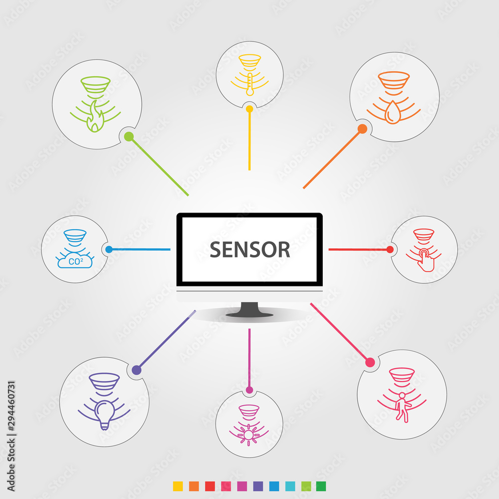 Sensor Infographics vector design. Timeline concept include flame ...