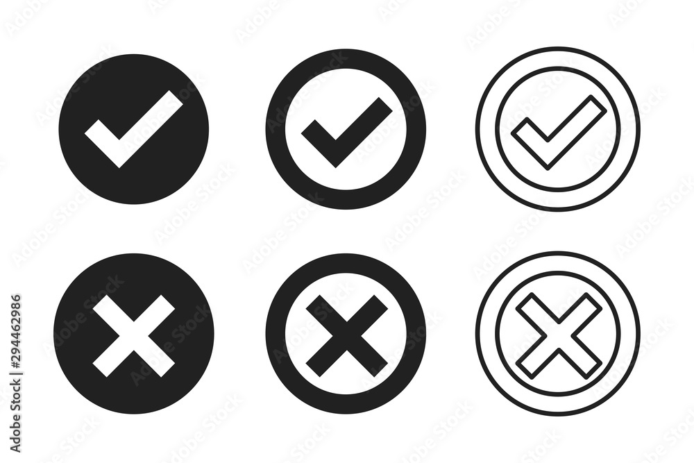 Black Check Cross Isolated Vector Icon In Modern Style On White black-check-cross-isolated-vector-icon-in-modern-style-on-white